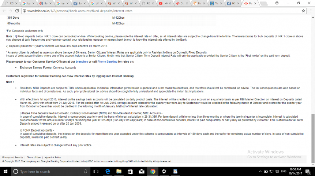 HSBC Bank Deposits And Interest Rates (www.hsbc.co.in)
